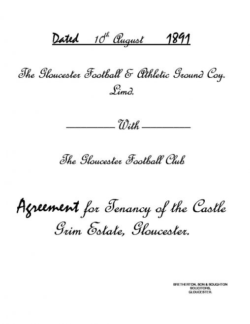 1891: Agreement for the Tenancy of the Castle Grim estate | Kingsholm ...
